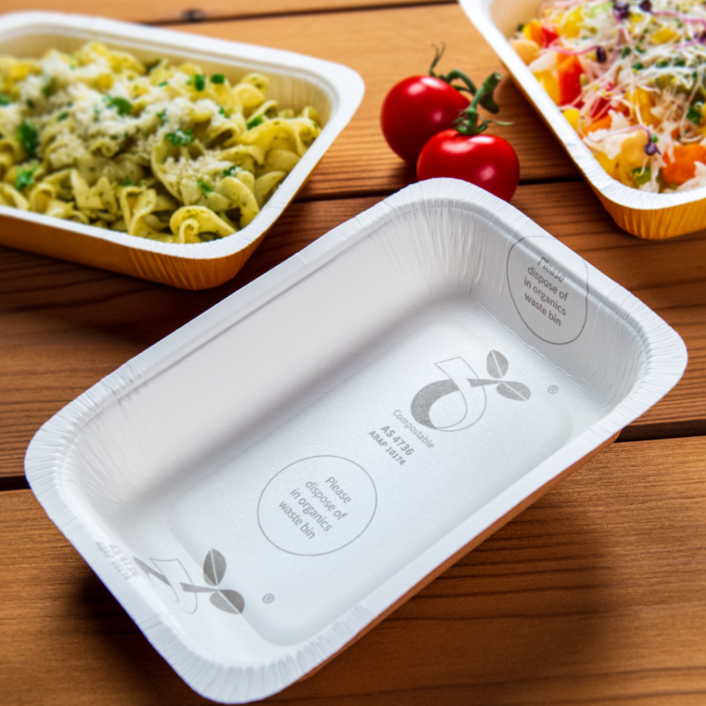 ecovio® PS 1606 paper oven-safe trays by Confoil and BASF